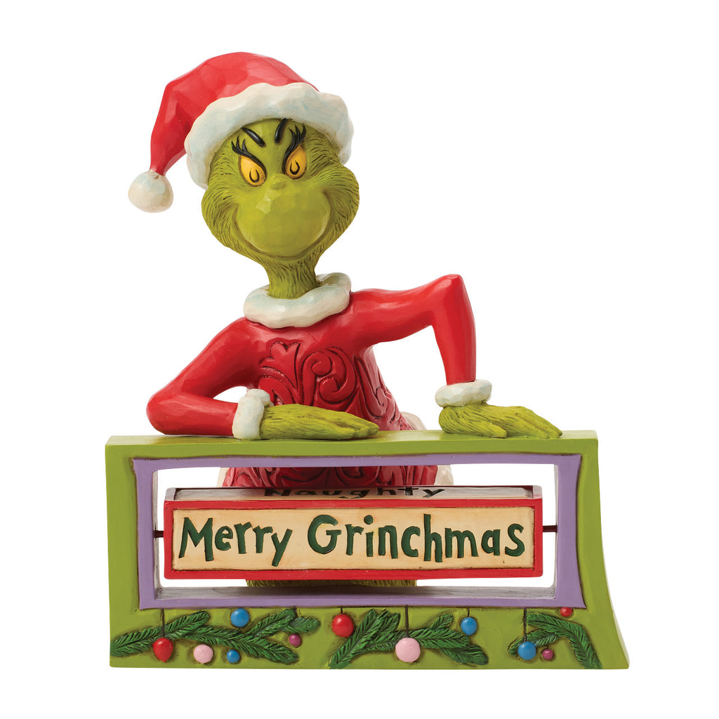 Jim Shore The Grinch: Grinch With Rotating Sign Figurine – Sparkle Castle